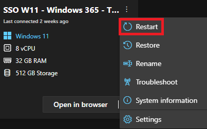 How to restart Windows 365 Cloud PC – Ascent Solutions Support